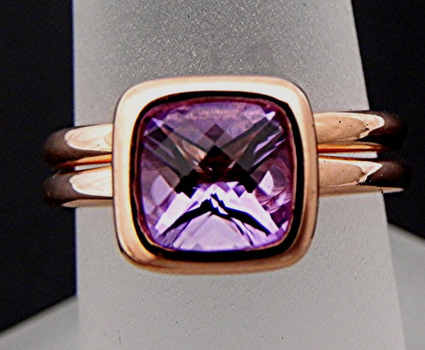 AAAA Amethyst Cushion Cut Checkerboard Cut 7x7mm 1.19 Carats in a 14K ...