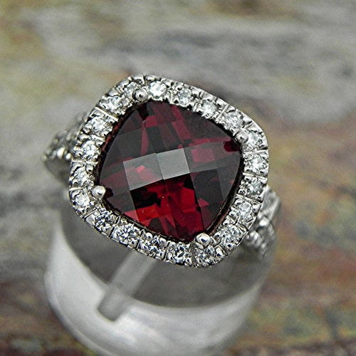 AAA Red Pyrope Garnet 10mm Round 3.57 Carats 14K White Gold - Etsy
