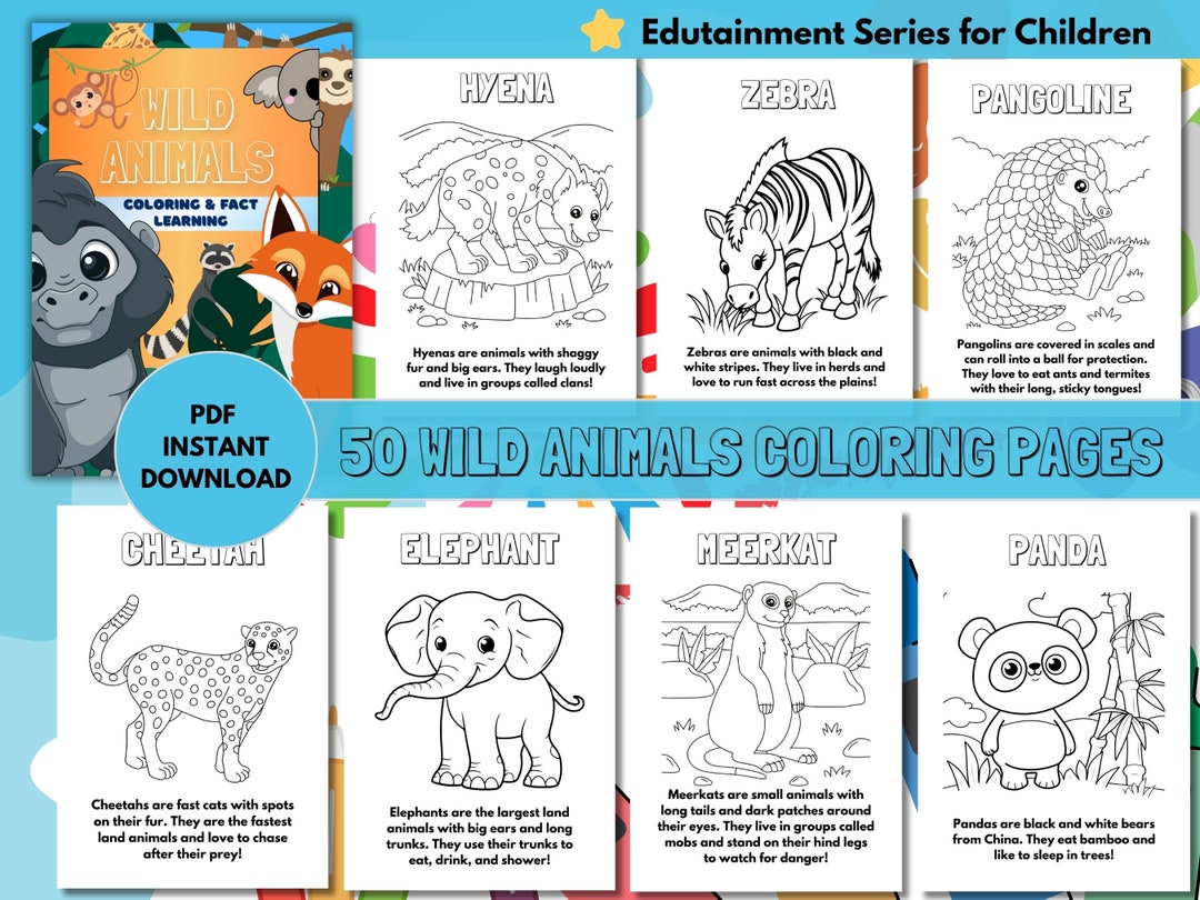 Wild Animals Coloring Book for Children - Etsy