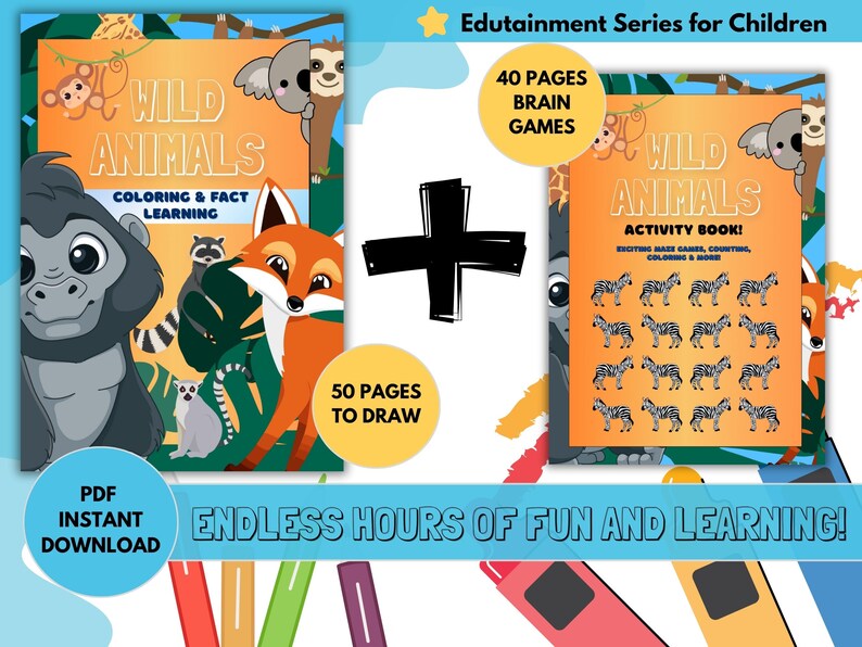 Wild Animals Coloring & Activity Book! - Etsy