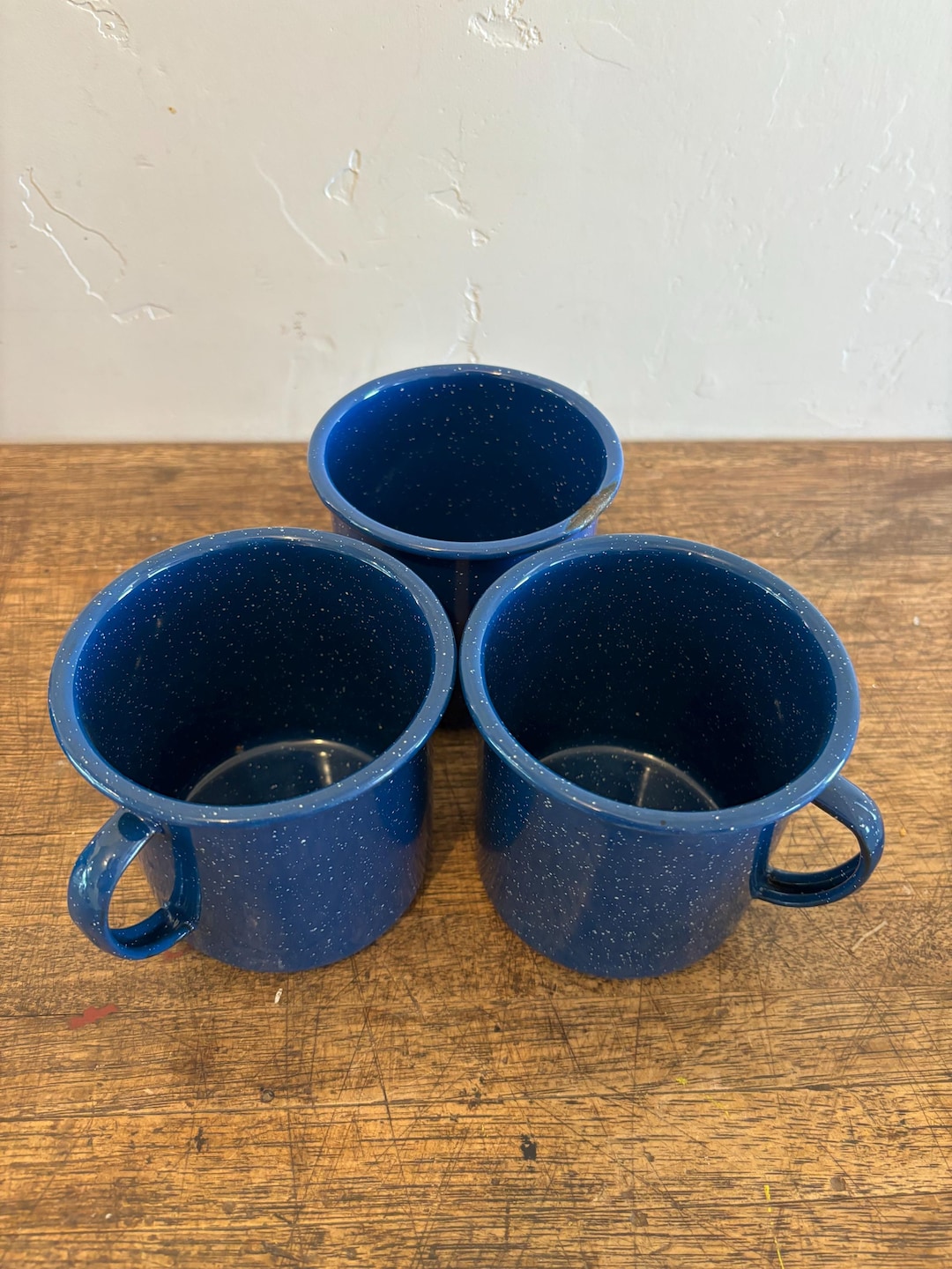 Vintage Splatter Blue Enamel Camp Mugs - Etsy
