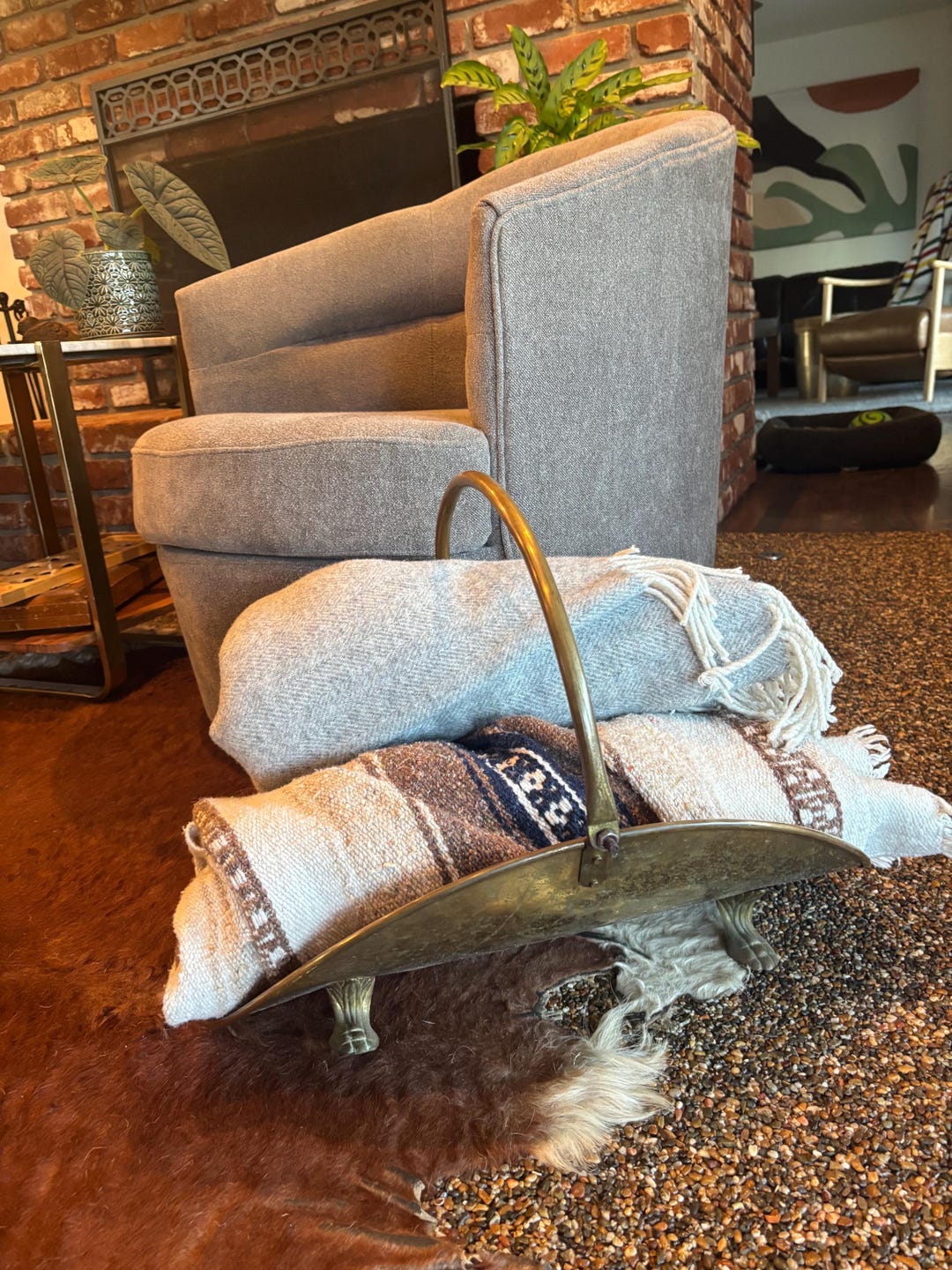 Vintage Brass Wood Stacker or Blanket Storage - Etsy