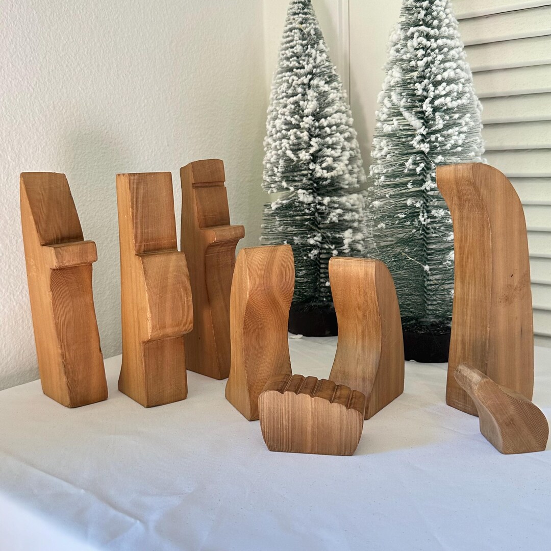 Vintage Abstract Wood Nativity Set - Etsy