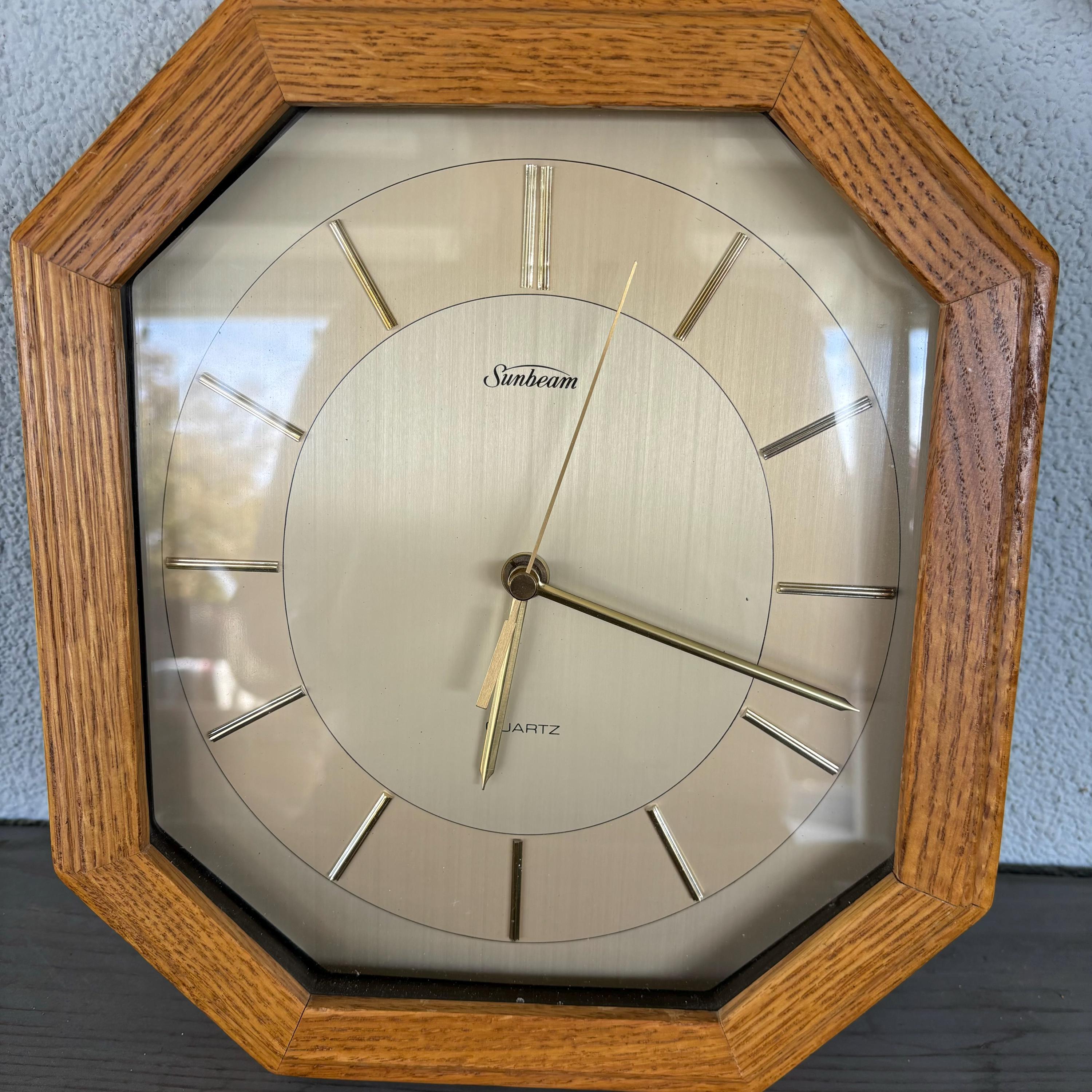 Vintage Quartz Sunbeam Oak Octagon Clock - Etsy