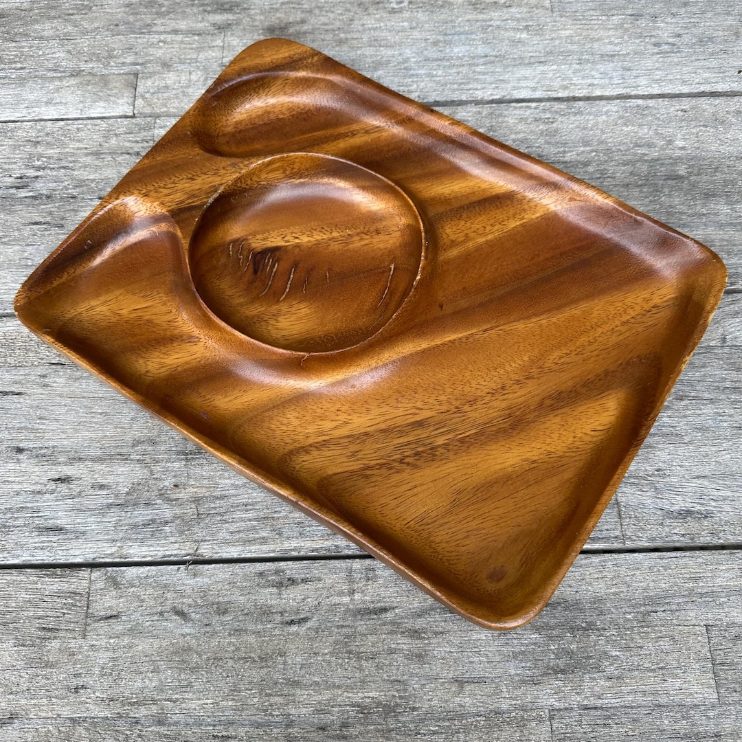 Genuine Monkey Pod Hawaiian Wood Crafters Chip N Dip Bowl - Etsy