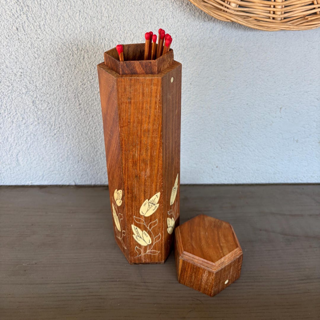 Wood Inlaid Fireplace Match Box - Etsy