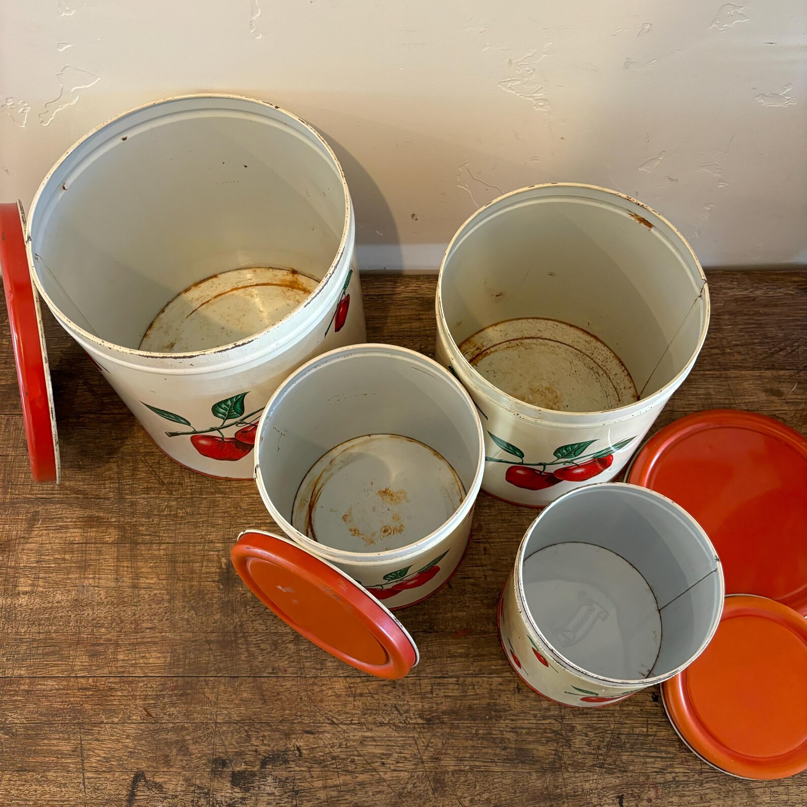 50's Antique Deco Ware Metal Apple Canisters - Etsy