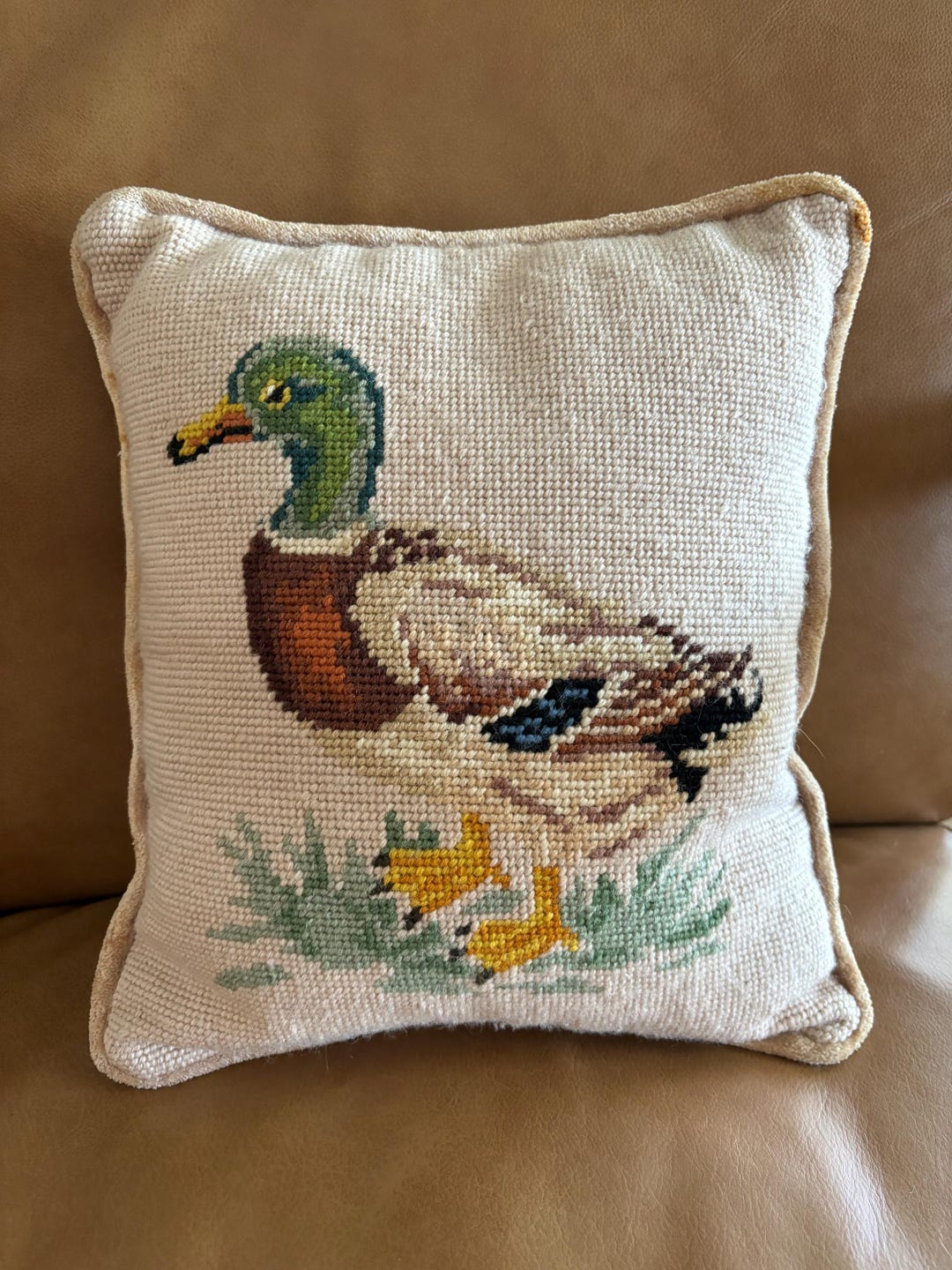 Vintage Needlepoint Duck Pillow - Etsy