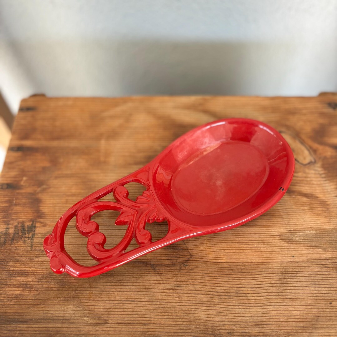 Red Cast Iron Spoon Rest - Etsy
