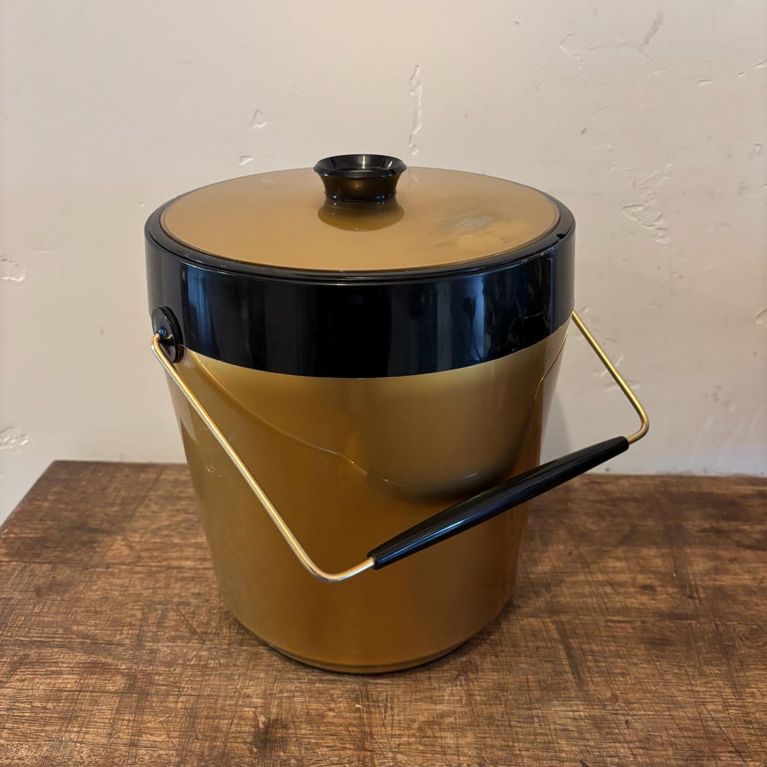 Vintage Thermo Serve Gold and Black Ice Bucket - Etsy