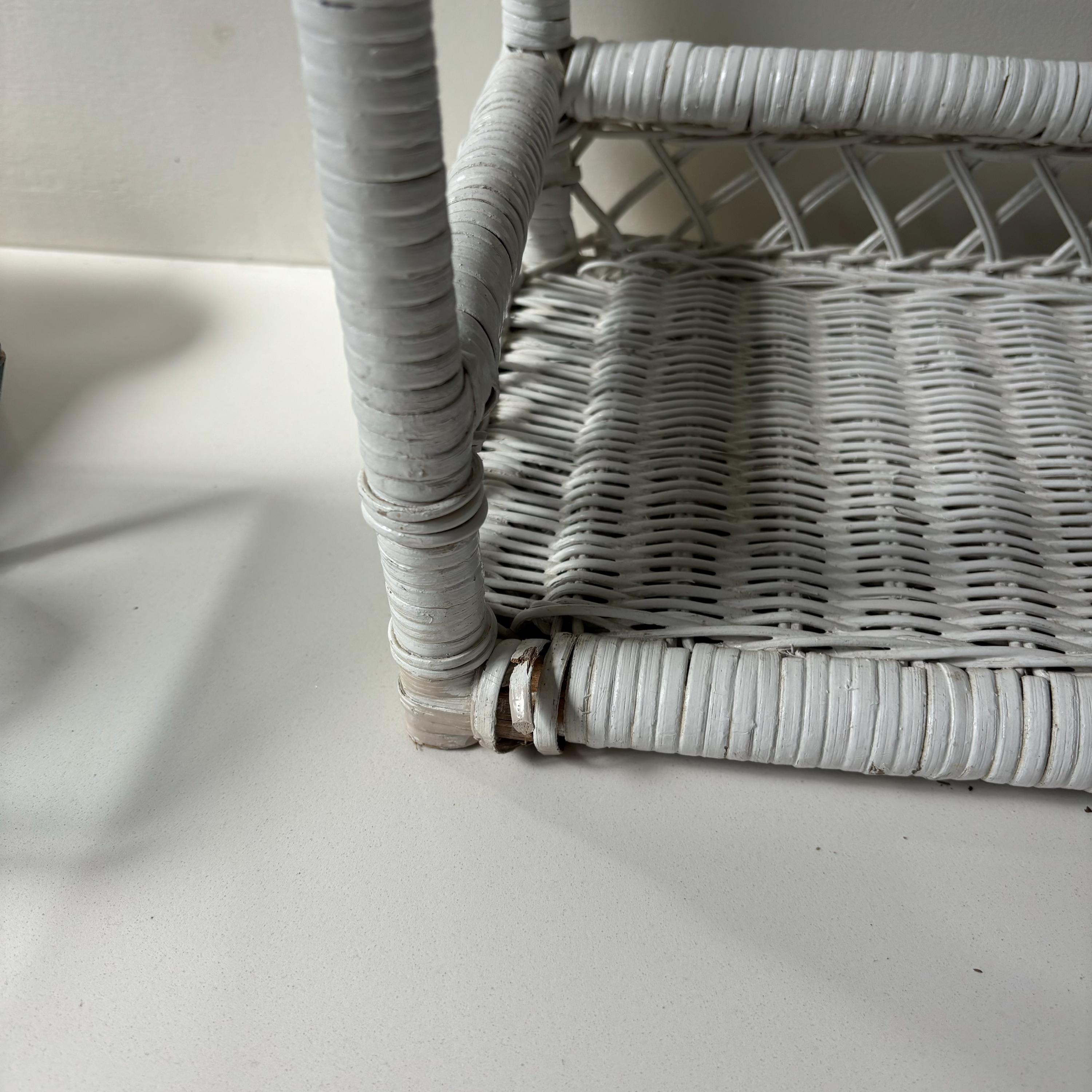 Vintage White Wicker Shelf - Etsy