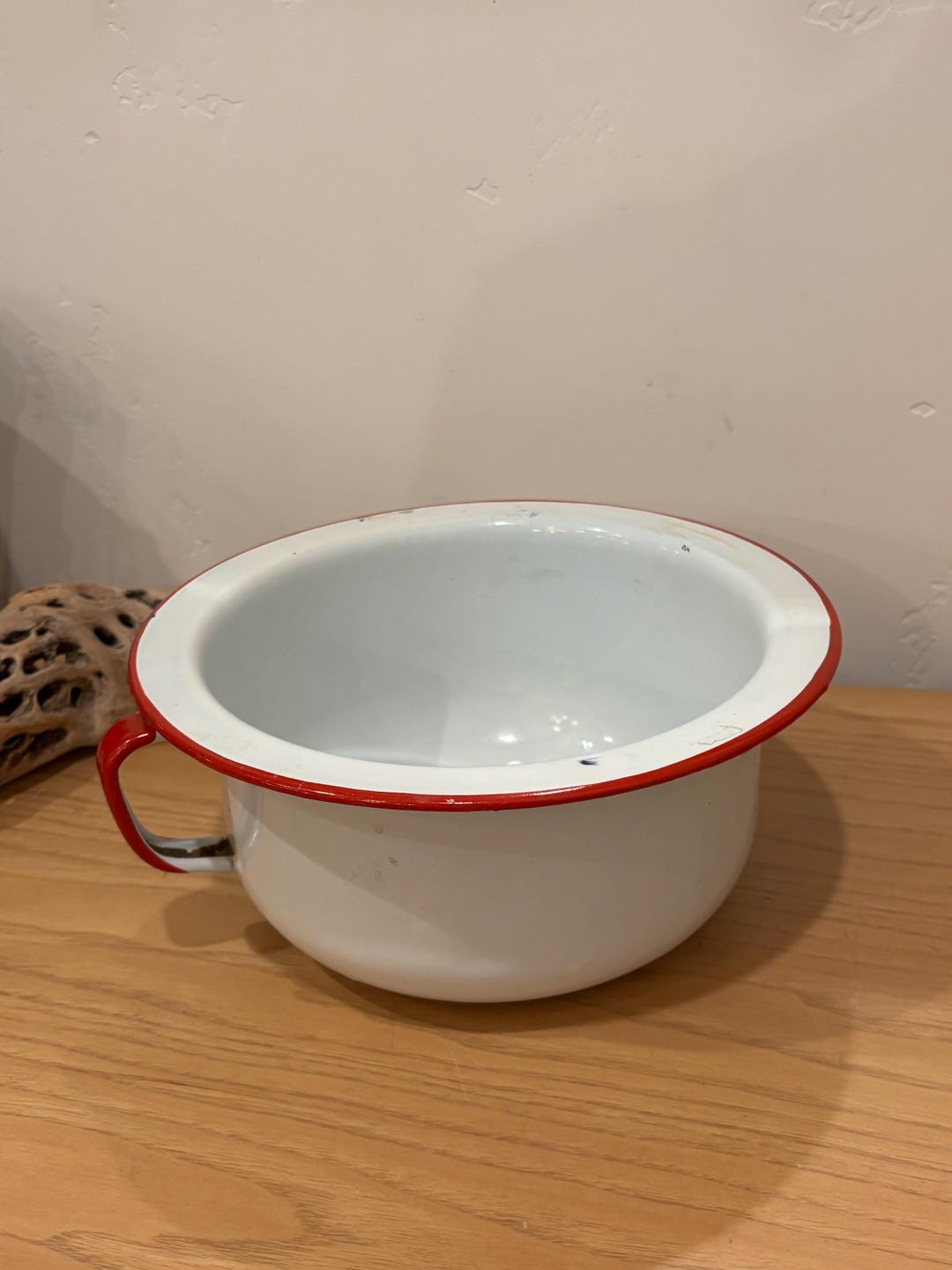 Vintage Enamelware Chamber Pot White With Red Edge and Handle - Etsy