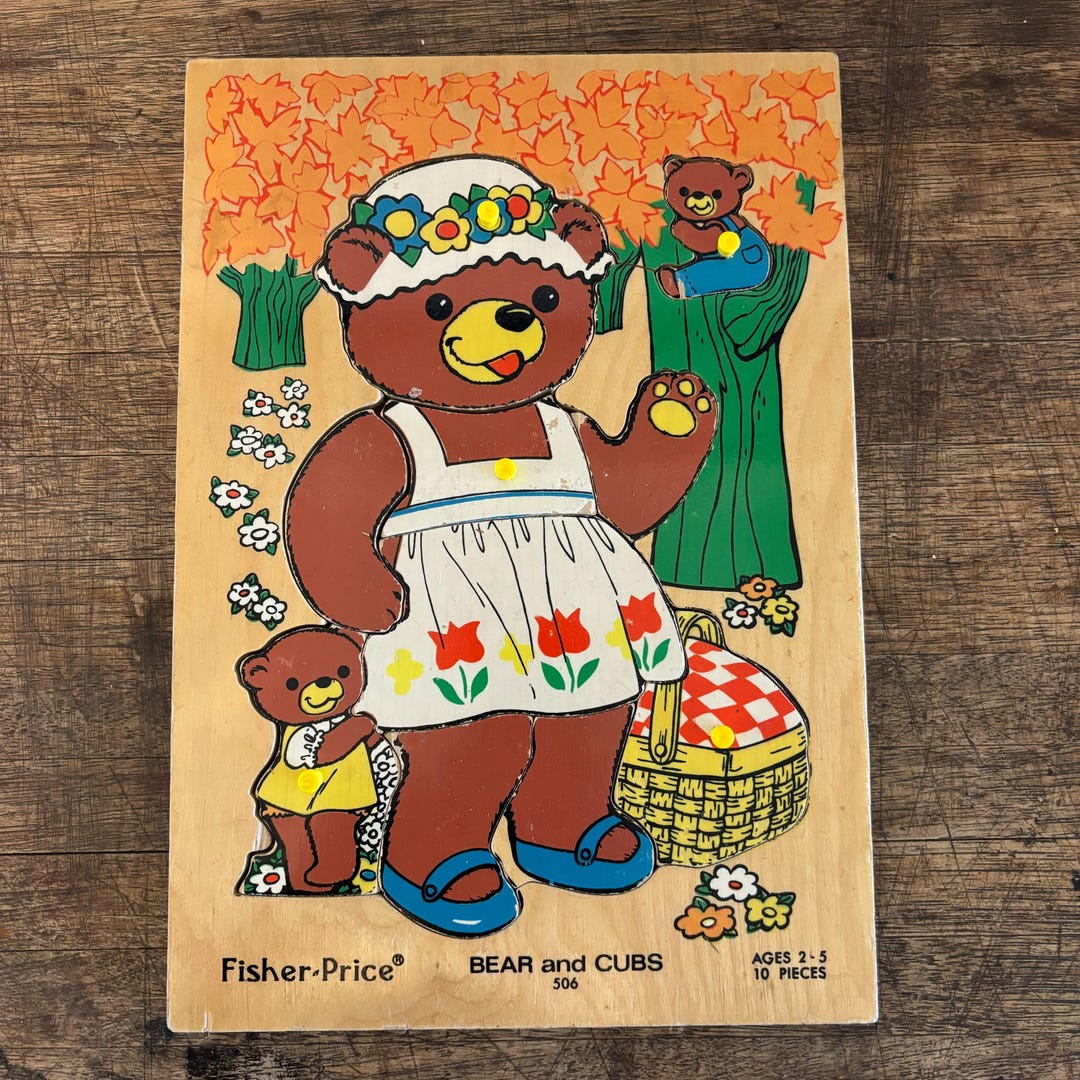 Fisher Price Bear & Cubs Wood Puzzle - Etsy