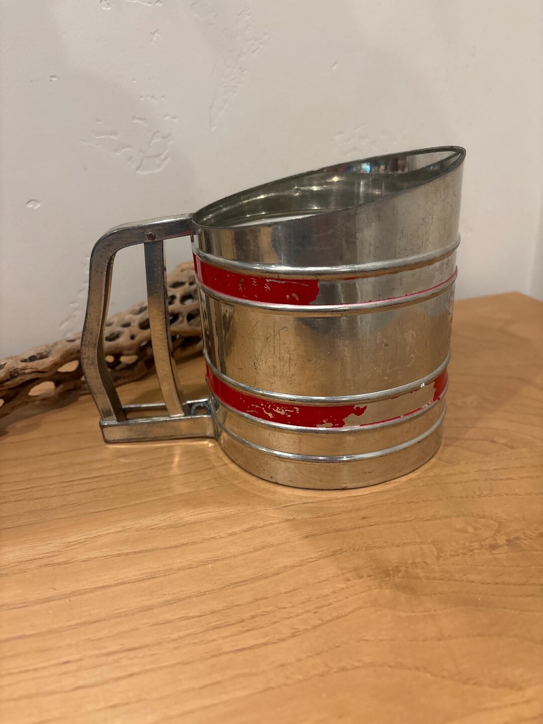 Vintage Large Squeeze Rotary Flour Sifter With Red Stripes - Etsy