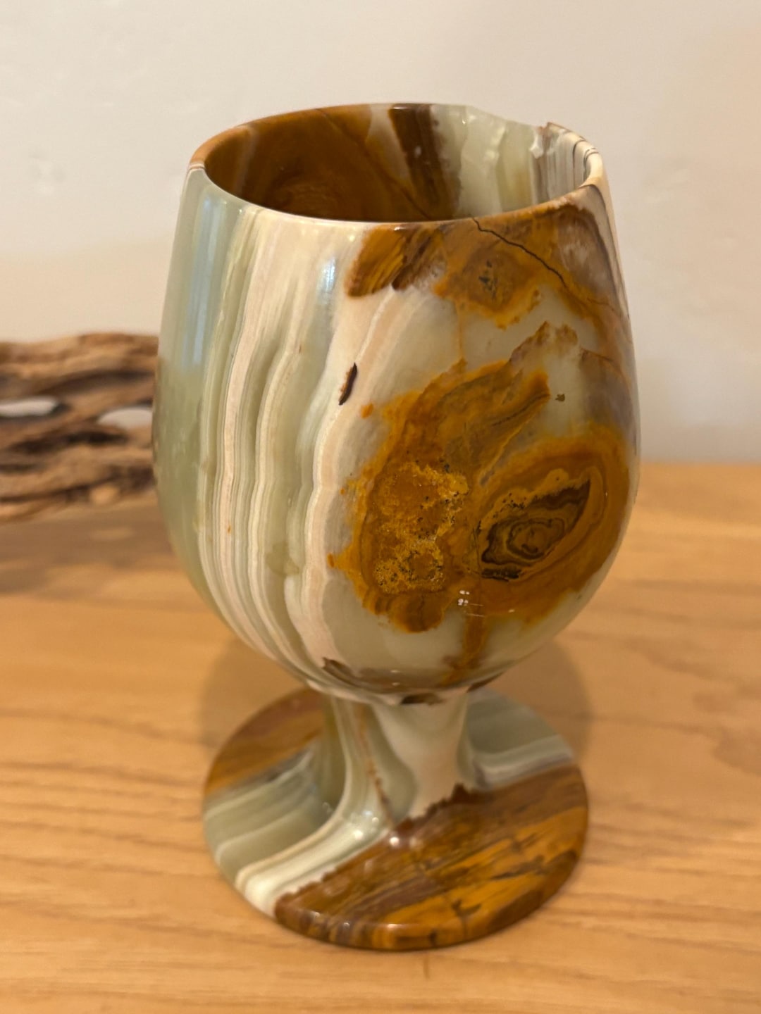 Vintage Onyx Marbled Goblet Wine Glass - Etsy