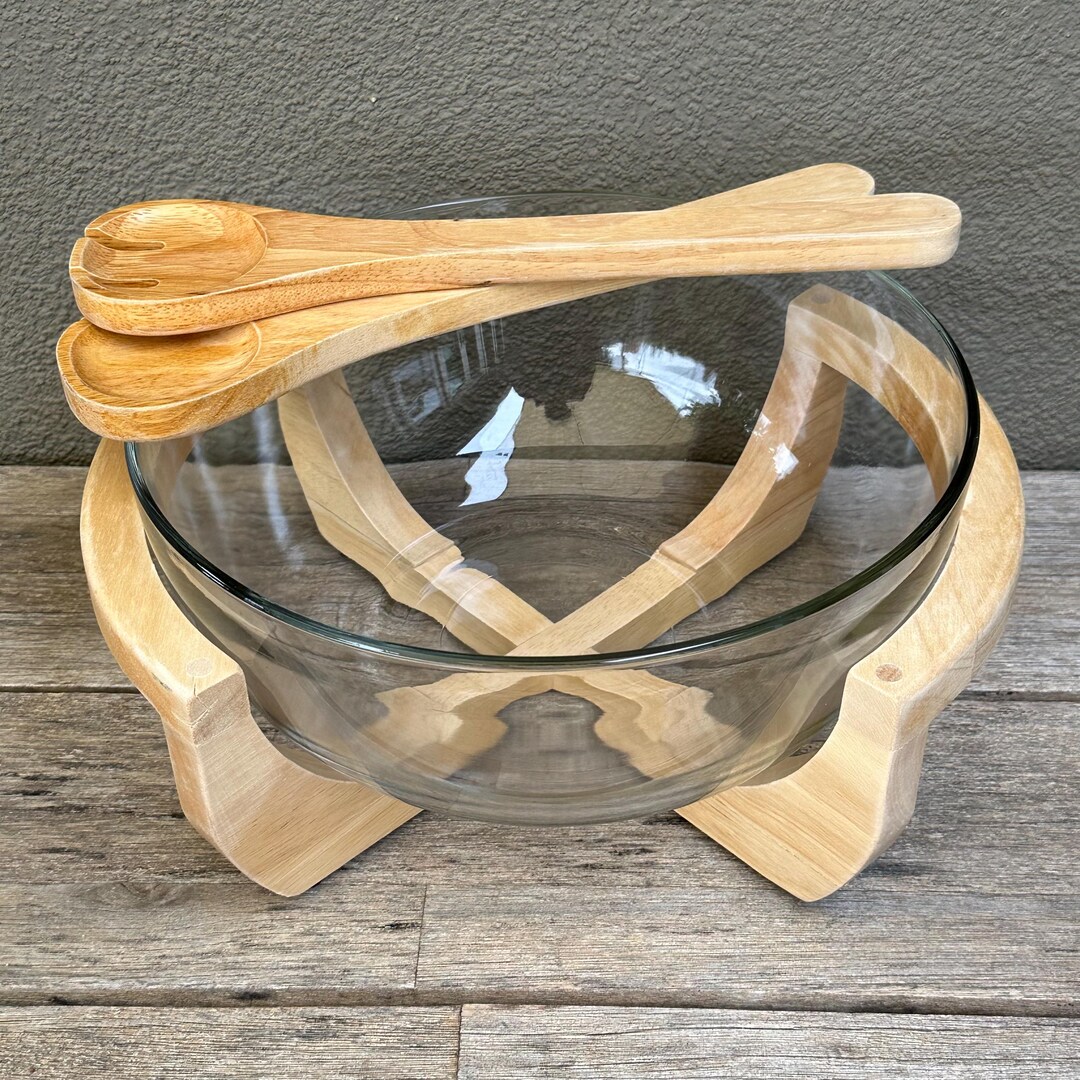 Vintage Dolphin MCM Beechwood Salad Serving Bowl With Tongs - Etsy
