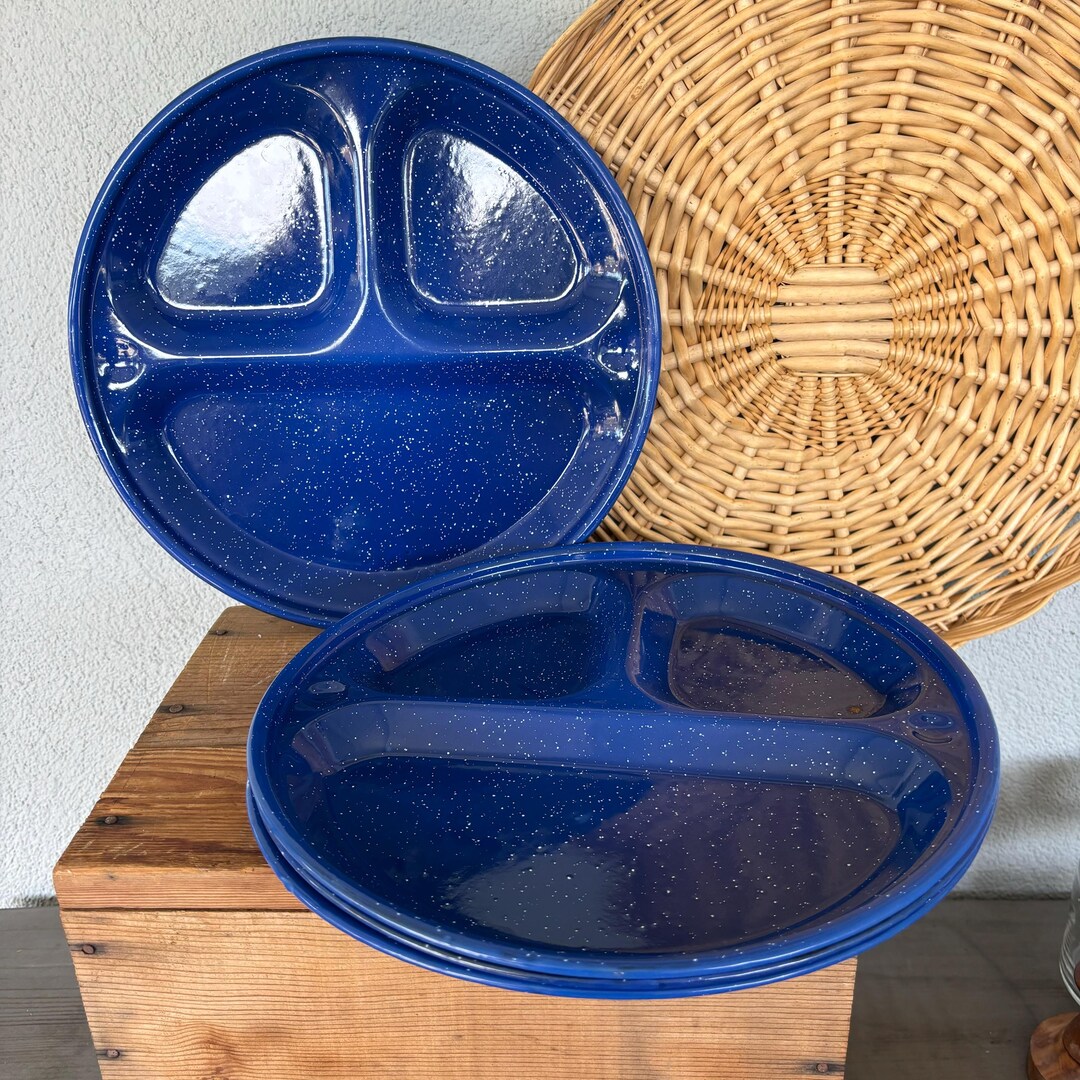 Vintage Enamelware Blue Speckle Plates - Etsy