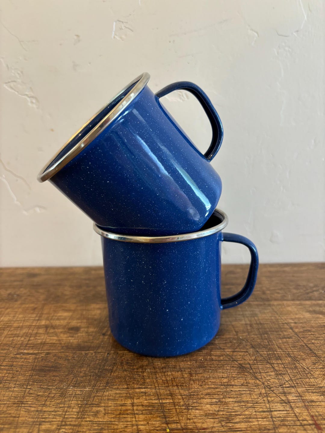 Vintage Blue Splatter Enamel Camping Mugs - Etsy