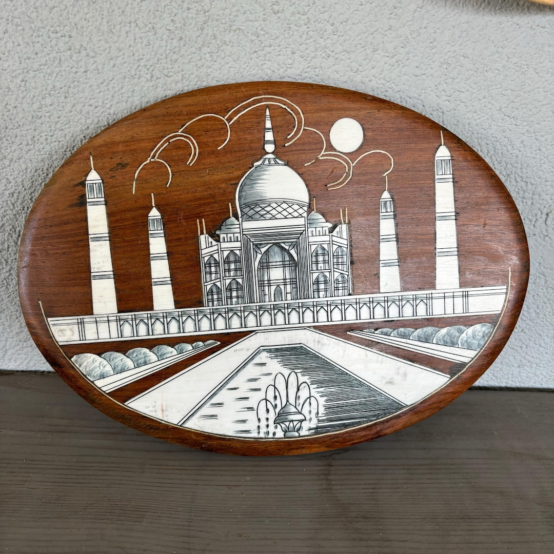 Vintage Taj Mahal Hand Carved, Inlaid Wall Art - Etsy