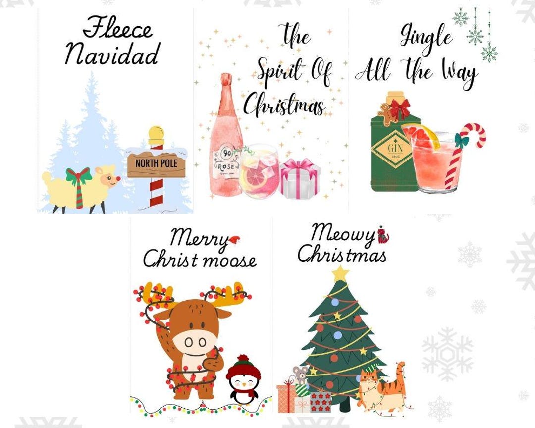 5 Printable Witty Christmas Cards, Funny Christmas Cards, Unique ...