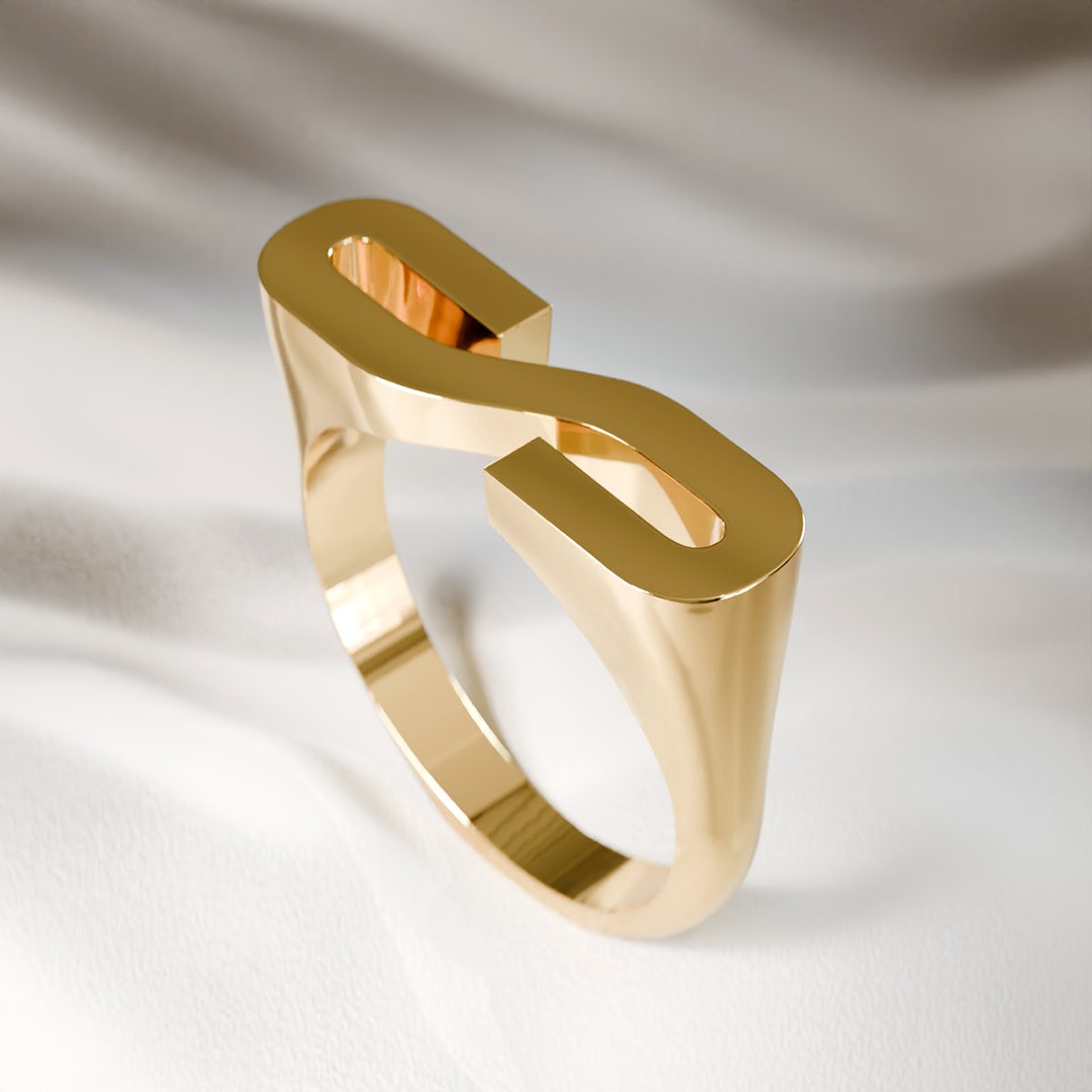 Handcrafted Initial Silver Ring S Letter Personalized Ring Gold Plated ...