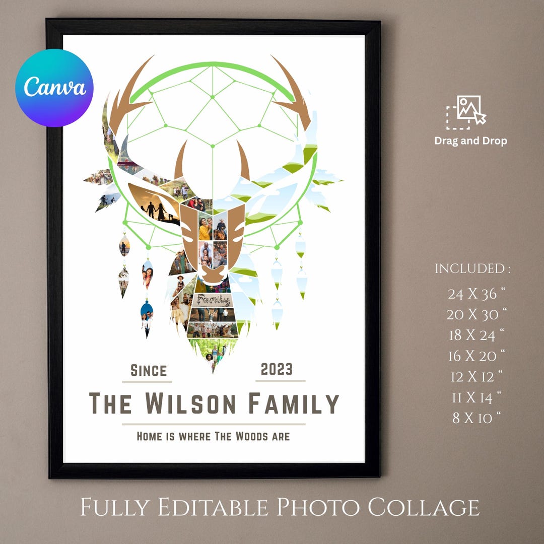Design Your Own Dreamy Deer Photo Collage, Canva Template, Drag and ...