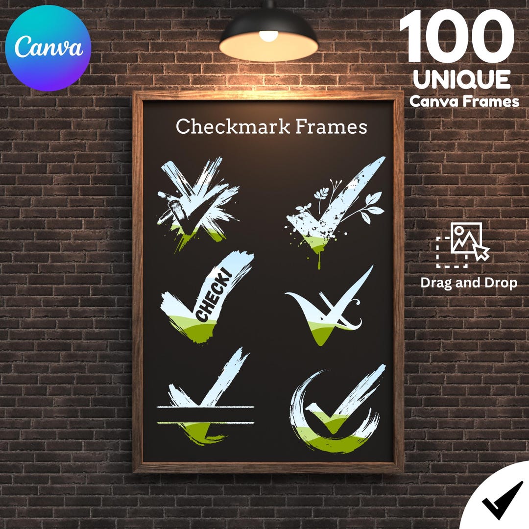 Editable Canva Frame Checkmark Bundle, Drag and Drop Templates, Custom ...
