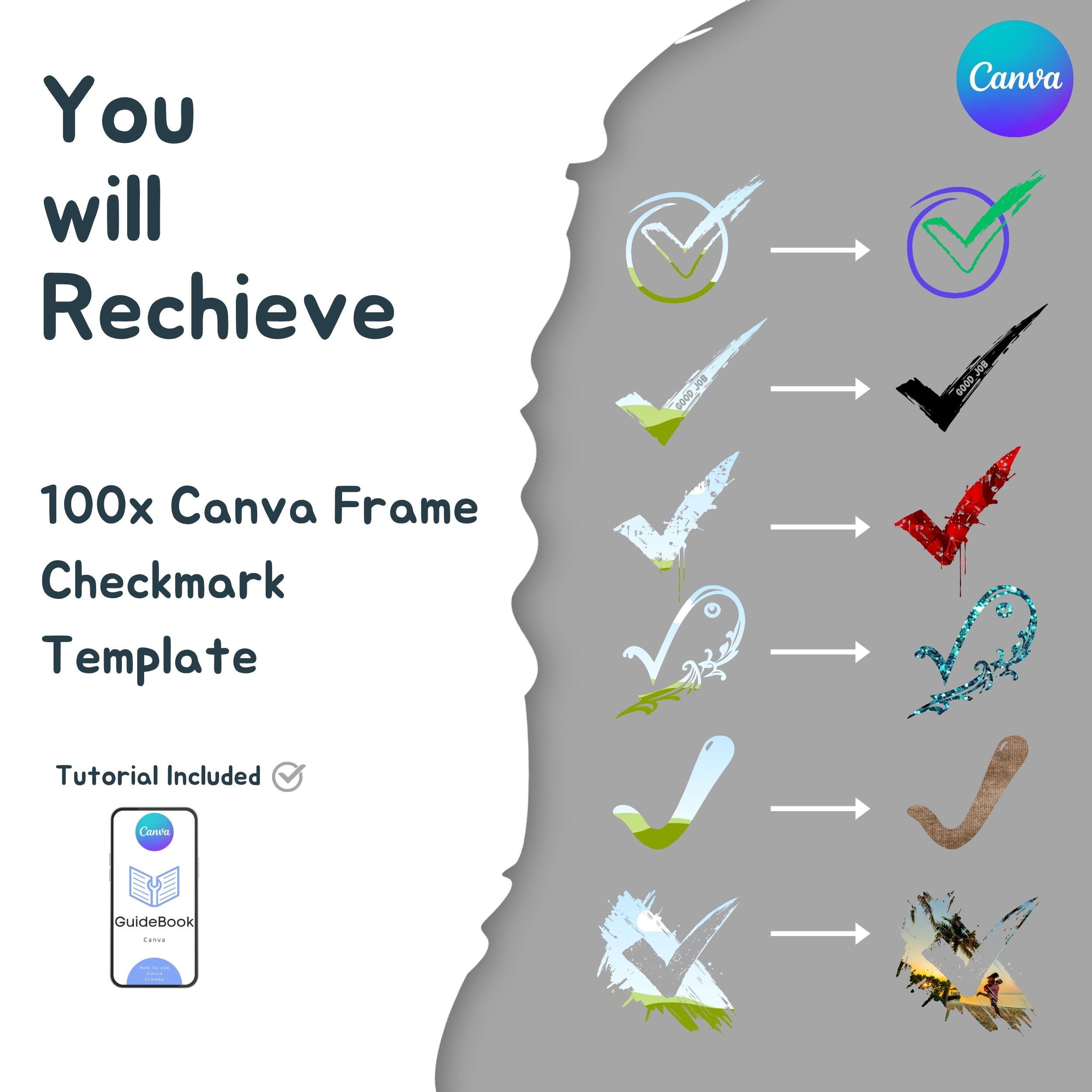 Editable Canva Frame Checkmark Bundle, Drag and Drop Templates, Custom ...