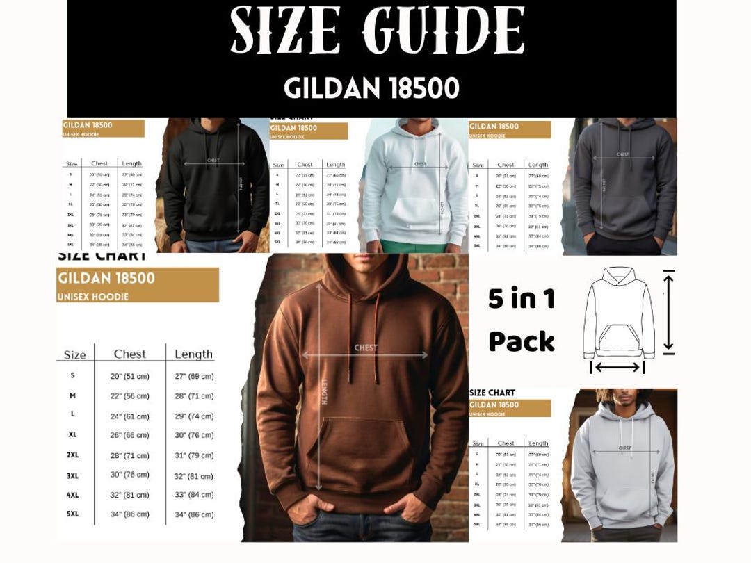 Gildan 18500 Size Chart 18500 Hoodie, Mockup Man Lifestyle Black, Size ...