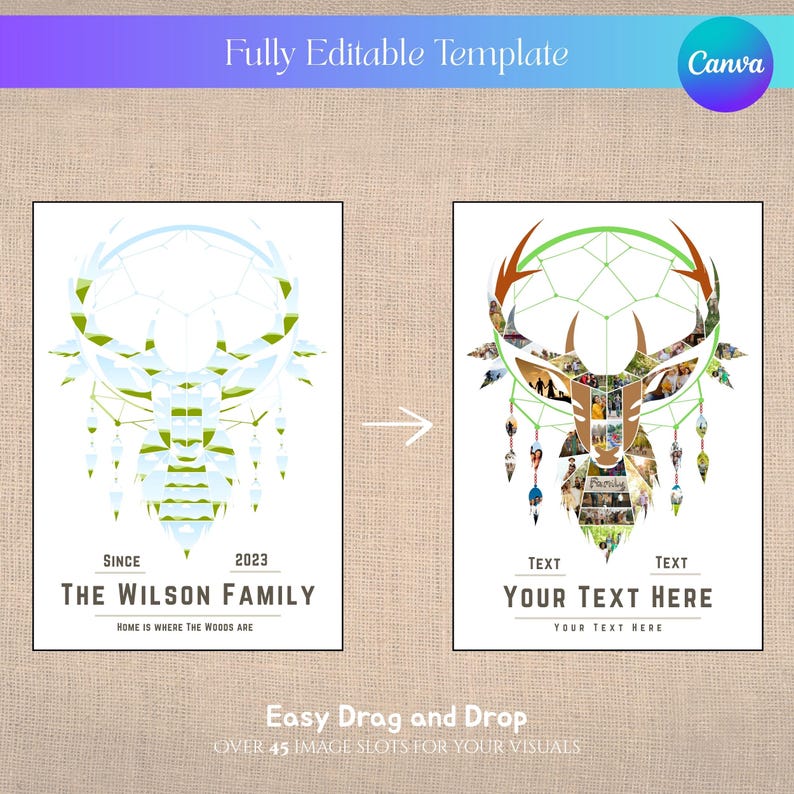 Design Your Own Dreamy Deer Photo Collage, Canva Template, Drag and ...