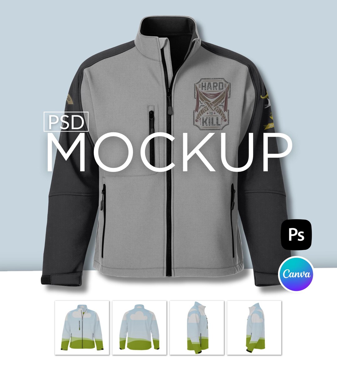 Softshell Jacket Drag and Drop Mockup, Photoshop PSD + Canva Template ...