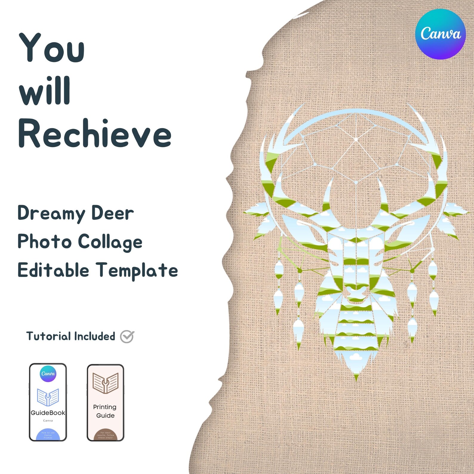 Design Your Own Dreamy Deer Photo Collage, Canva Template, Drag and ...