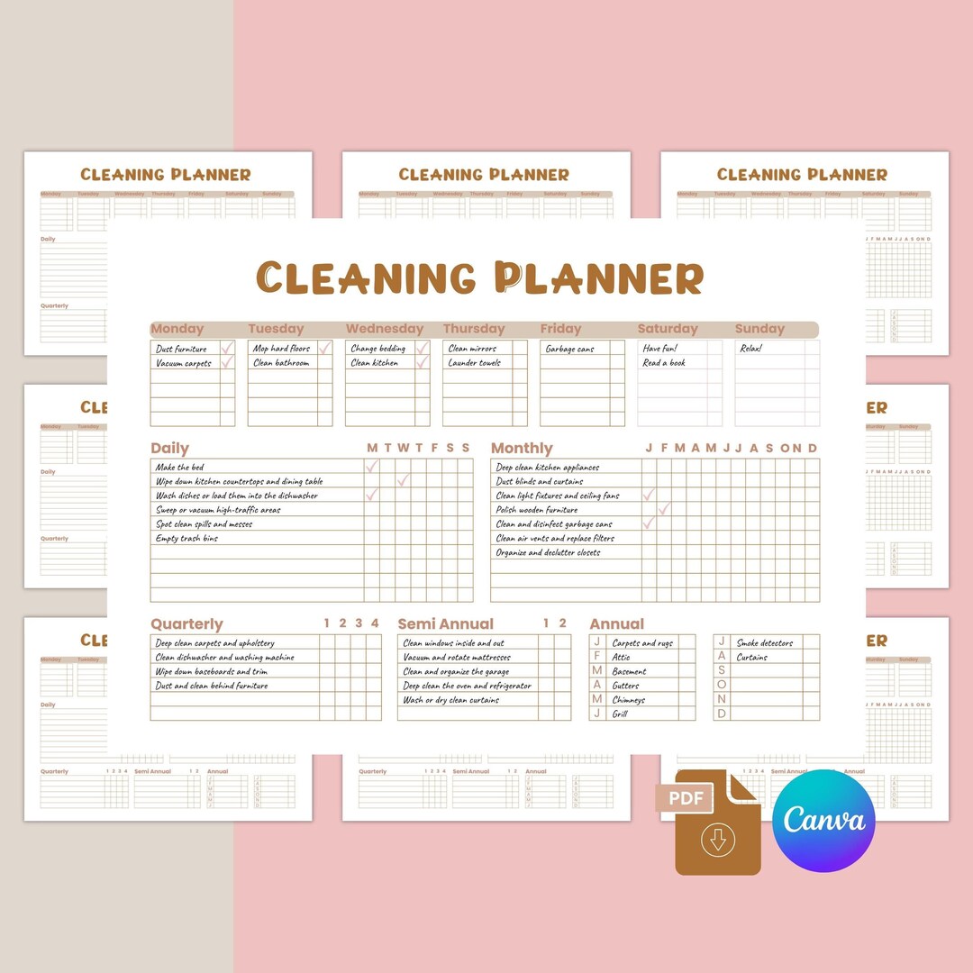 House Cleaning Schedule, Editable Cleaning Planner, Household Chores ...