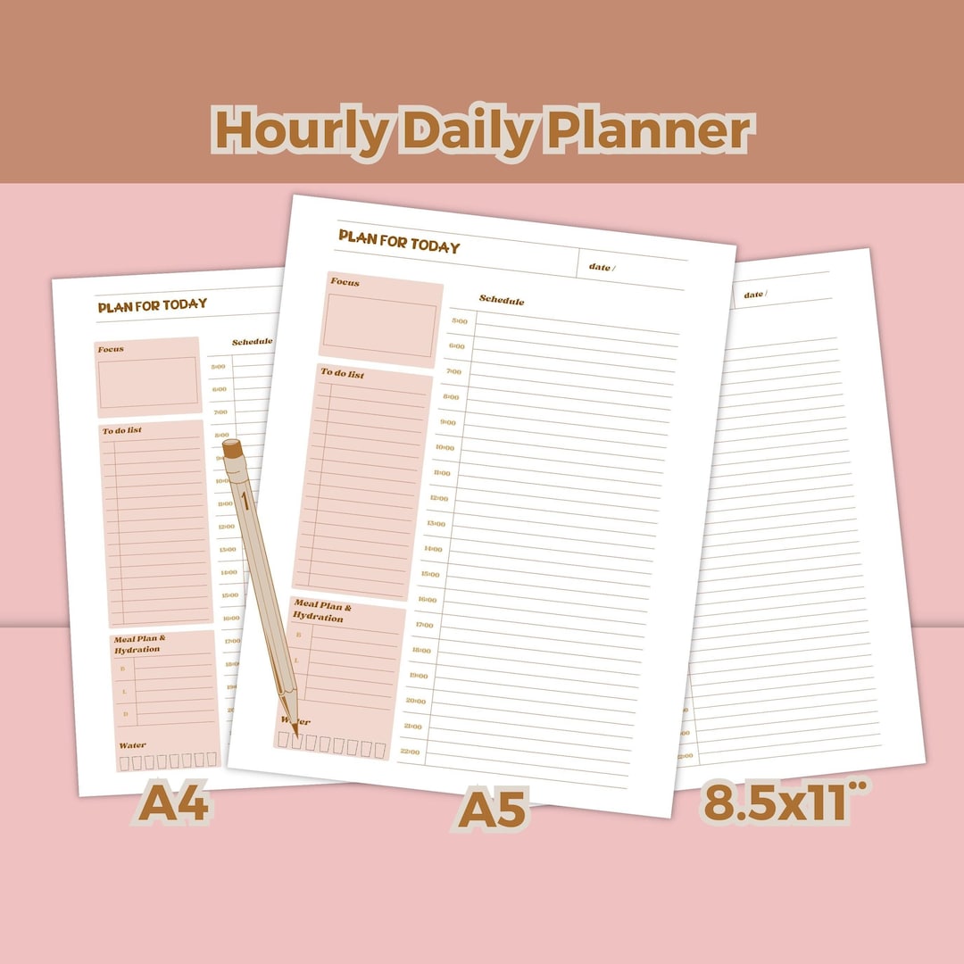 Hourly Daily Printable Planner, Hour by Hour Schedule, to Do List Daily ...