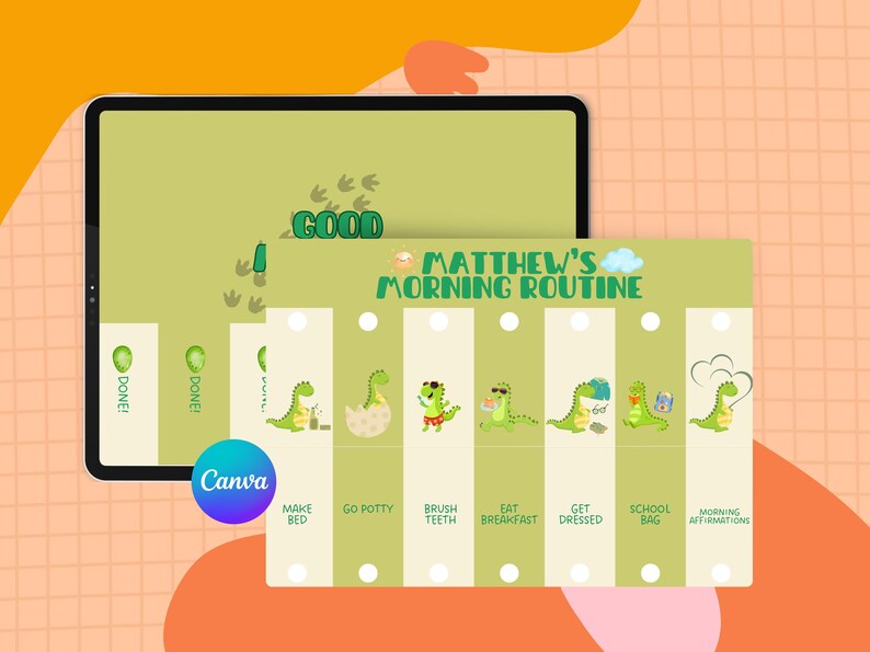 Routine Flip Charts for Kids With Dinosaur Theme, Visual Schedule ...