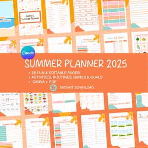 Editable Summer Planner for Kids, Summer Activity Planner, Summer ...