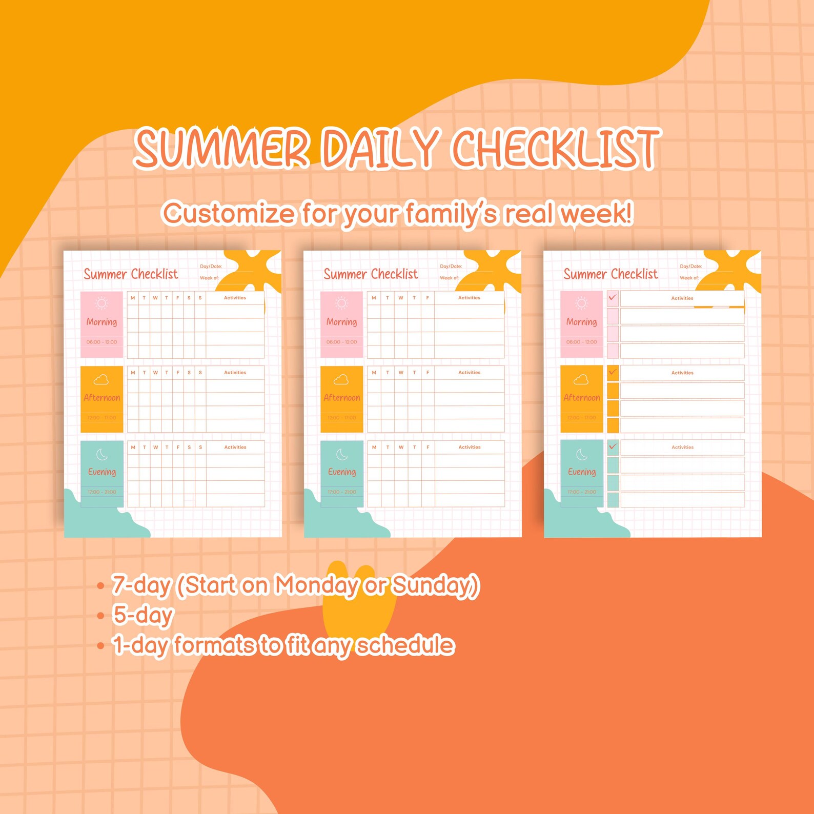 Editable Summer Routine Chart, Morning Routine Chart for Kids, Summer ...