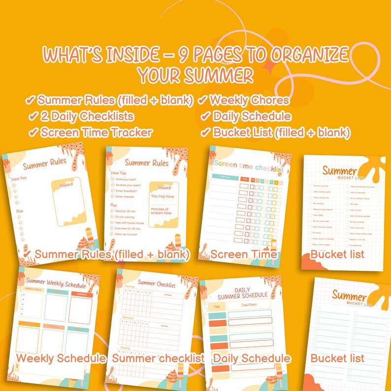 Editable Summer Routine Checklist, Summer Bucket List Printable, Screen ...