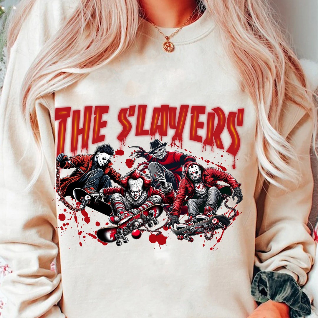 Halloween Slasher Shirt Design, Neon Killer Friends Png, Horror Friend ...