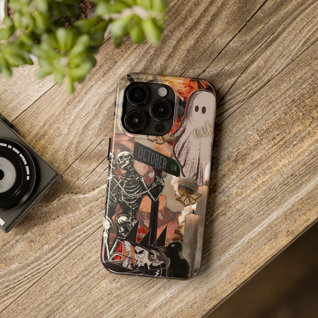 Spooky Vintage Halloween Maximalist Collage Tough Phone Cases, Retro ...