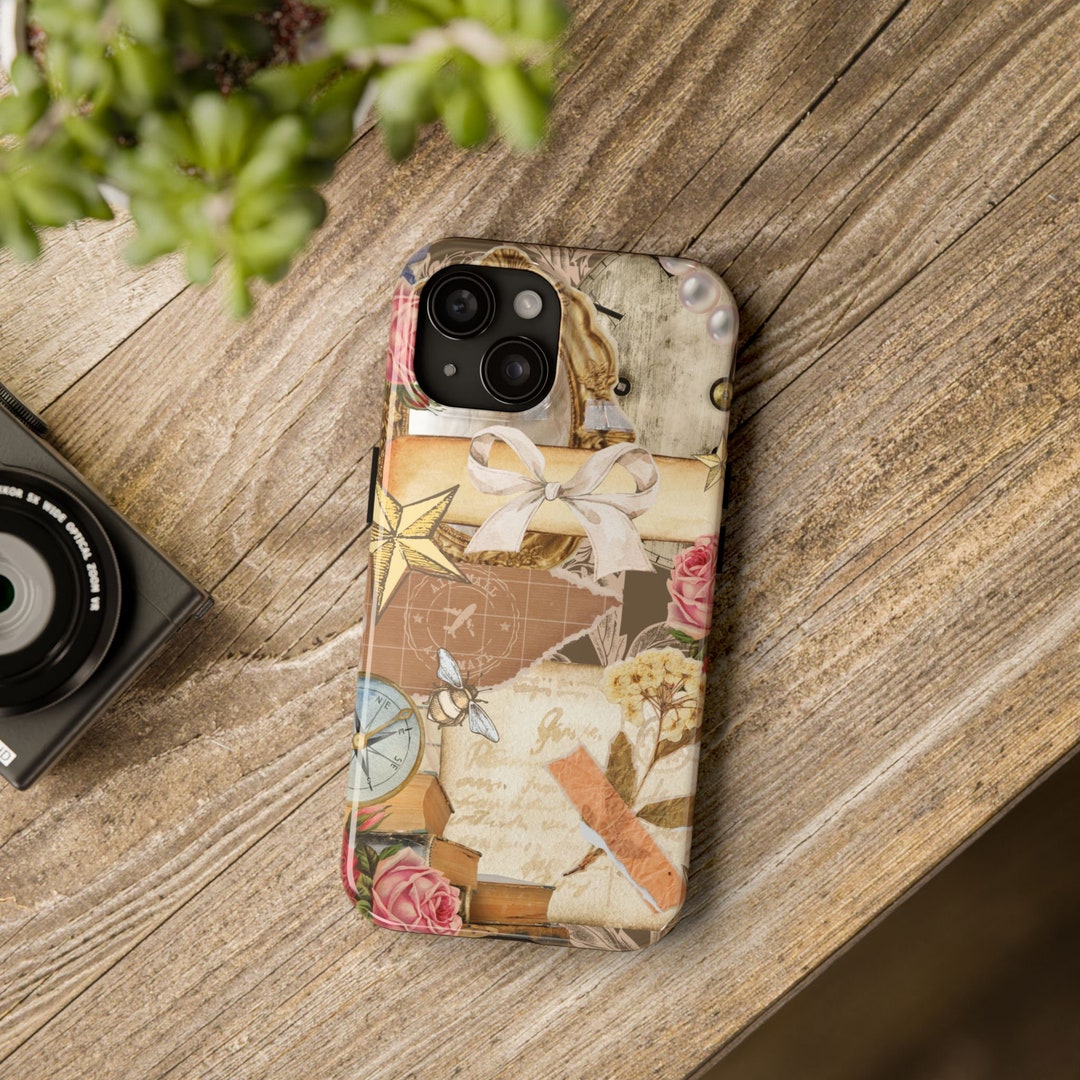 Light Academia Maximalist Collage Tough Phone Cases, Eclectic Brown and ...