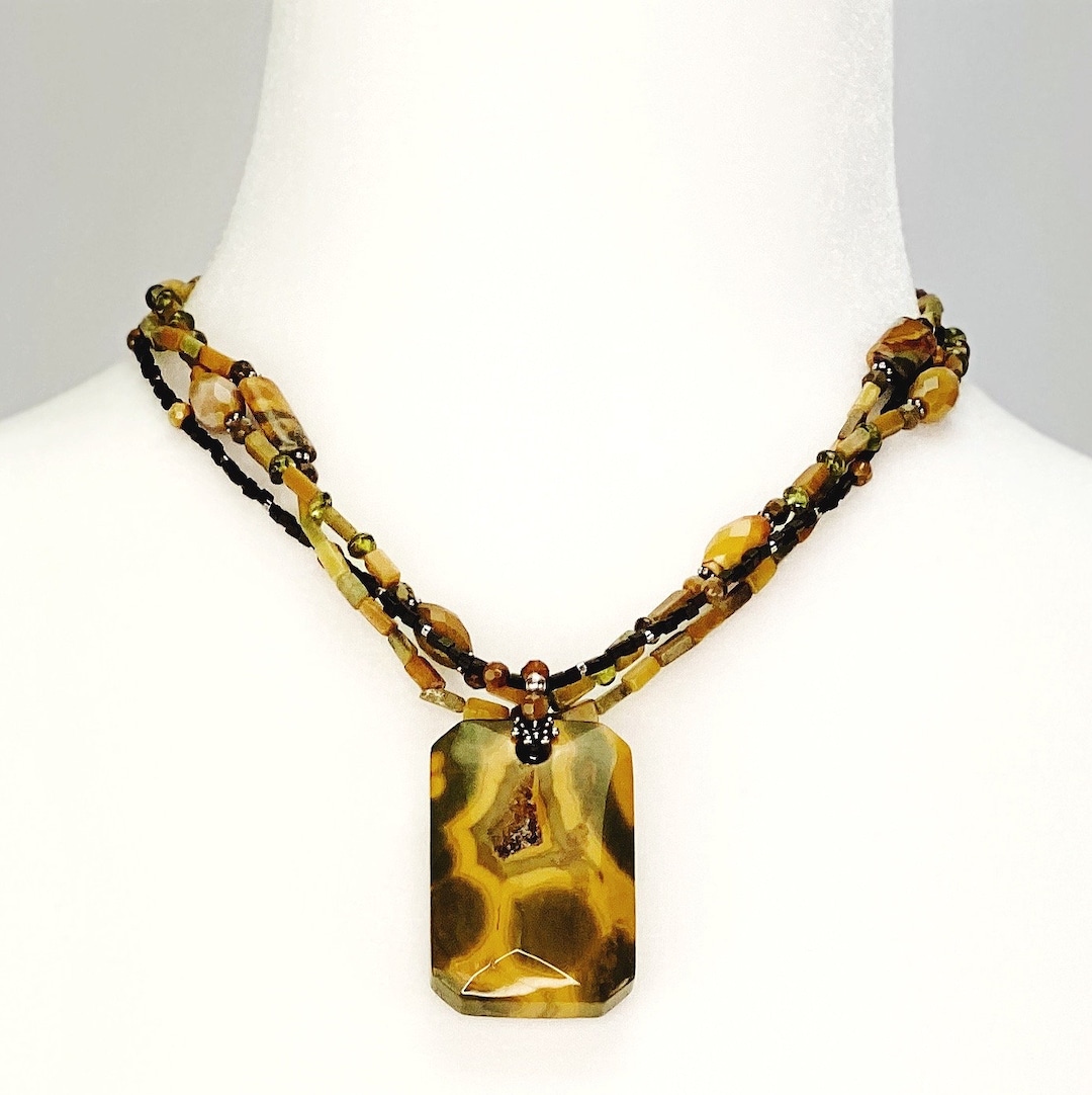 Rainforest Jasper Pendant Necklace: Sterling Silver Clasp, Mookaite ...