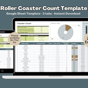 Roller Coaster Count Template Google Sheet Amusement Park Ride Tracker ...