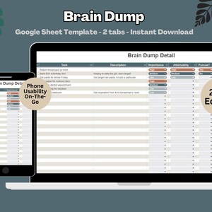 Brain Dump Google Sheet Brain Dump Template Adhd Google Sheet Temp ...