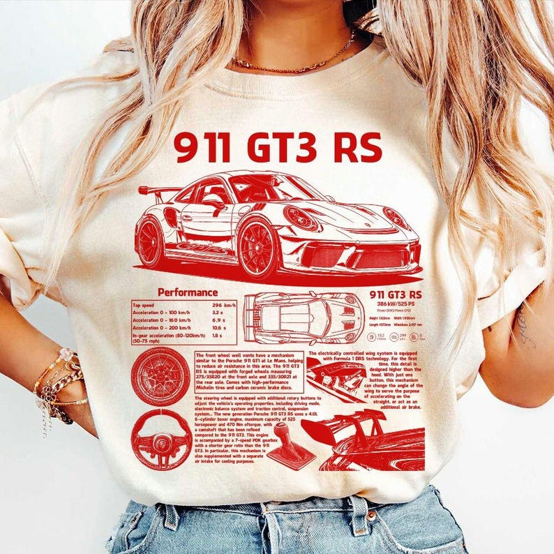 911 GT3 RS Anatomy Shirt, Vintage Racing F1 Sport Knowledge 911 GT3 RS ...