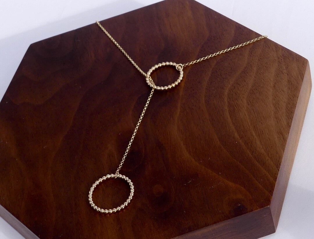 Lariat Baller - Open Circle Lariat Necklace, Balled Wire Rings, Silver ...