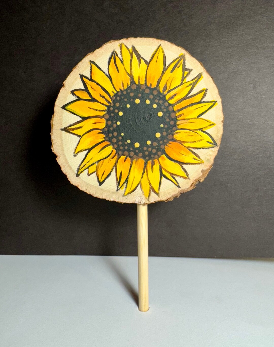 Sunflower Cake Topper, Hand-painted Cake Topper, Wooden Topper, Wood ...