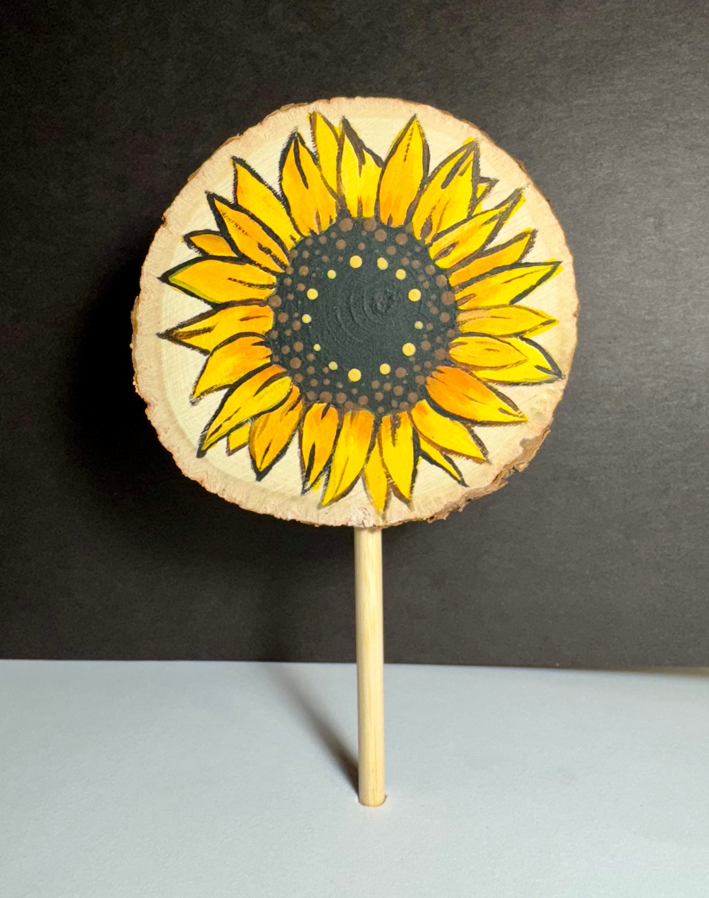 Sunflower Cake Topper, Hand-painted Cake Topper, Wooden Topper, Wood ...