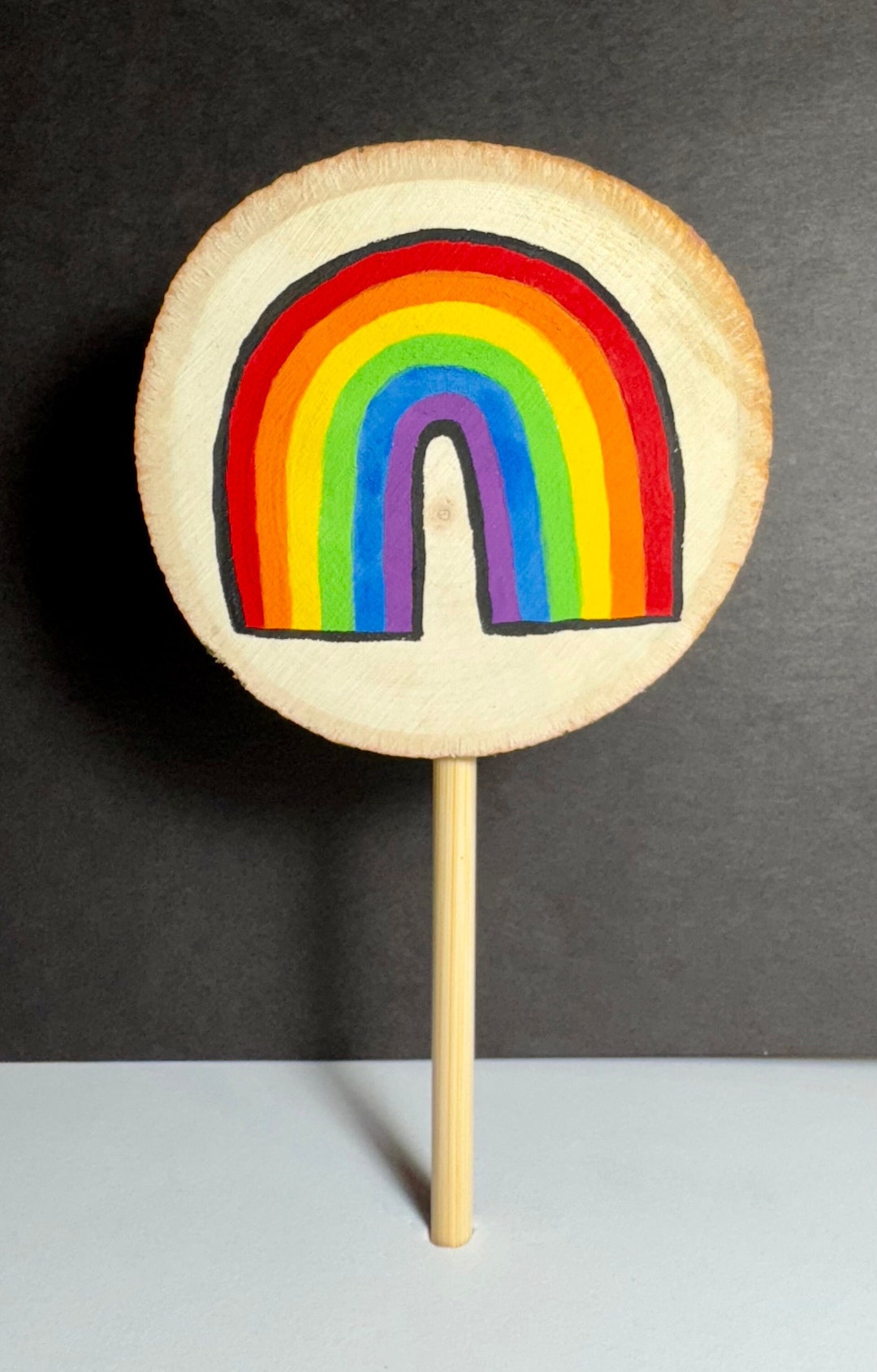 Cake Topper, Hand-painted Cake Topper, Wooden Topper, Wood Slice Cake ...