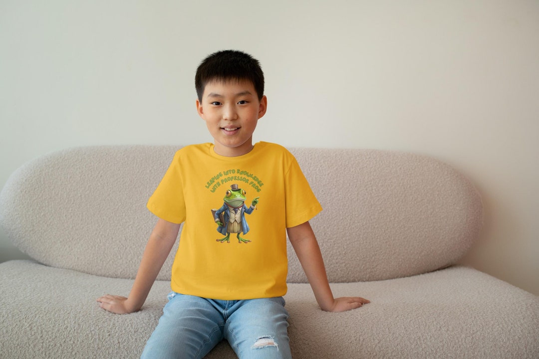 Leap Into Knowledge With Professor Frog, Kid's Tshirt, School Tshirt ...